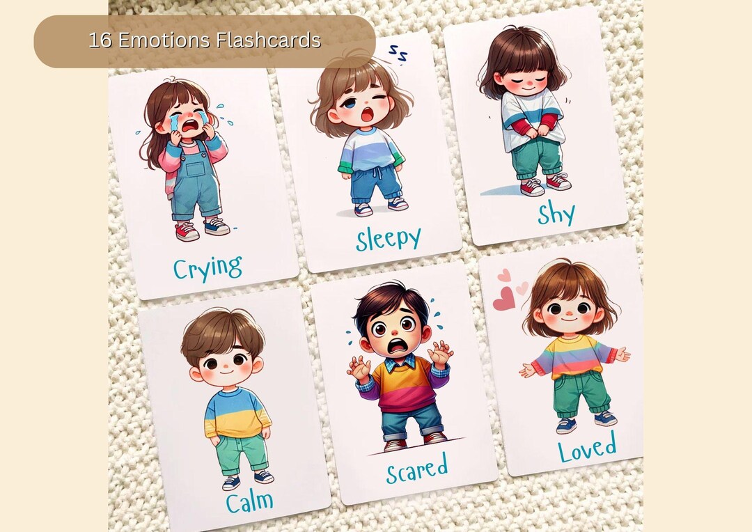Emotion Flashcards Feelings Flash Cards Emotion Cards Toddler Printable ...