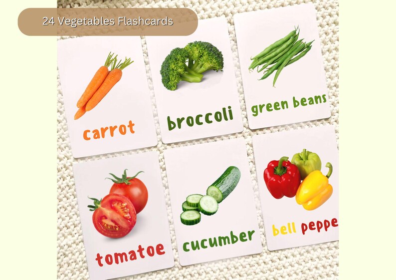 VEGETABLES (real Pictures) 24 Montessori Cards • Flash Cards ...