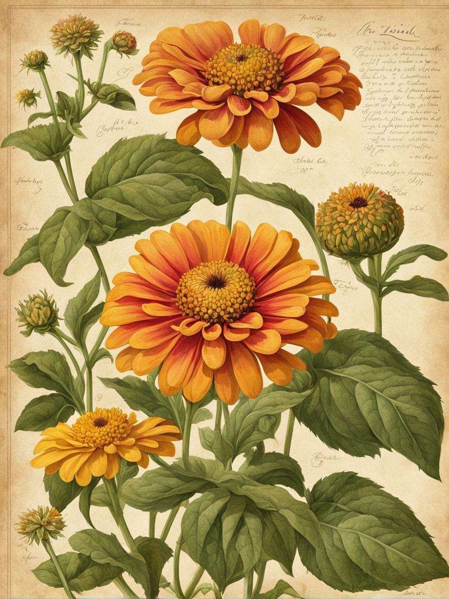 Botanicals Zinnia Flowers, Digital Downloads for Cards, Puzzles ...