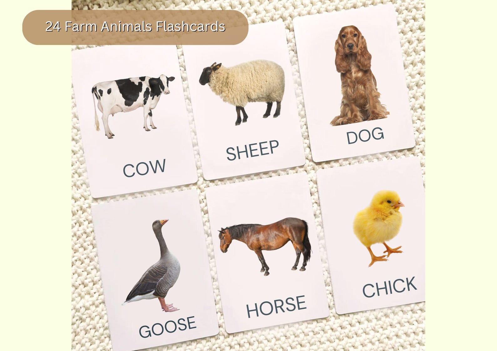 FARM ANIMALS, 24 Montessori Cards, Flash Cards Nomenclature, Flashcards ...
