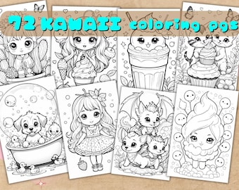 Kawaii Coloring Pages 50 Pages Cute Coloring Pages for Kids and Adults ...
