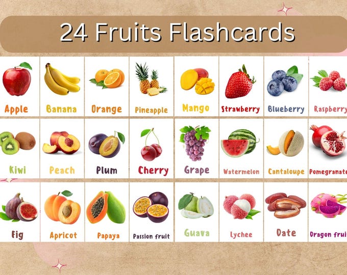 TREES AND FRUITS • 48 Montessori Cards • Flash Cards Nomenclature ...