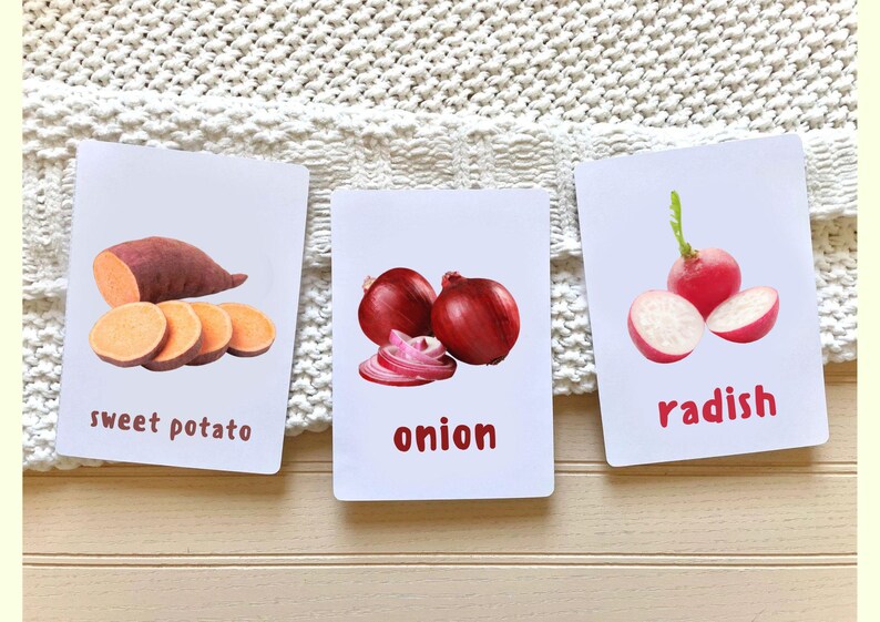 VEGETABLES (real Pictures) 24 Montessori Cards • Flash Cards ...