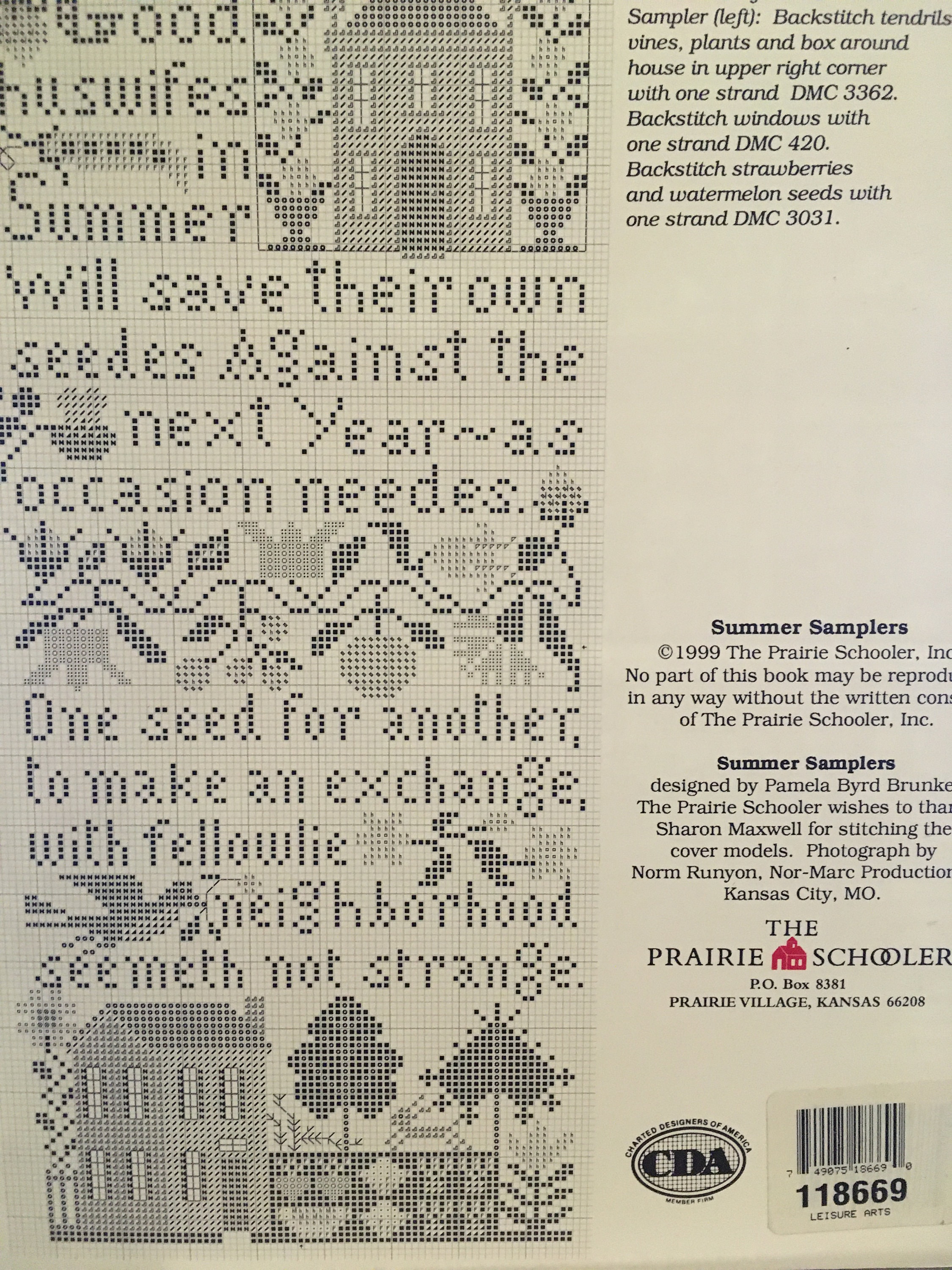 The Prairie Schooler - Summer Samplers - Book No. 77 - Cross Stitch ...