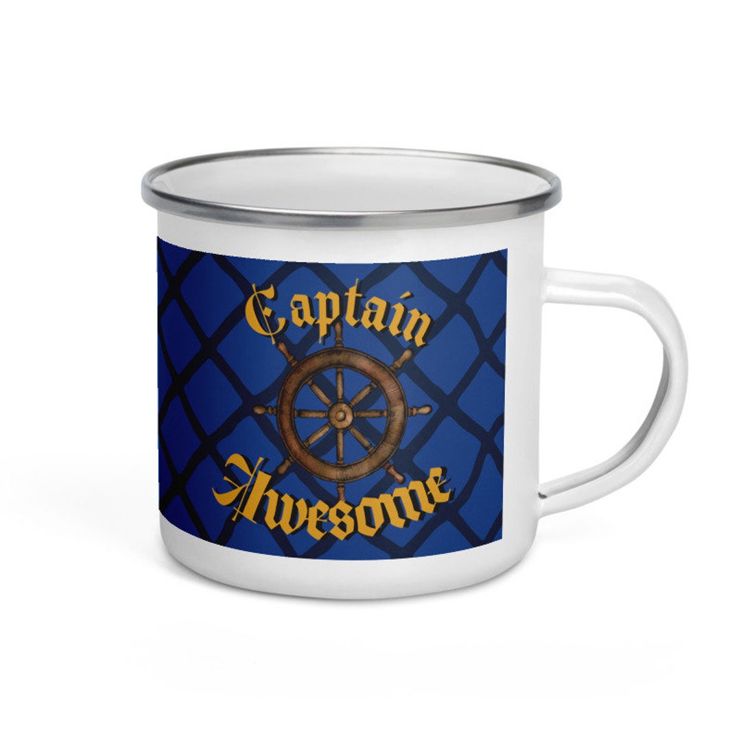 Captain Awesome Enamel Mug / Nautical / Sea Captain Coffee Mug - Etsy