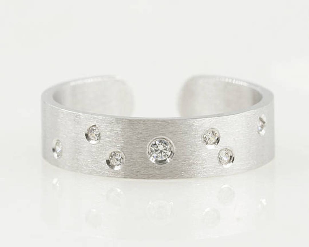 14K Diamond Open Wedding Band / Open Band / Diamond Band / Wedding Band ...