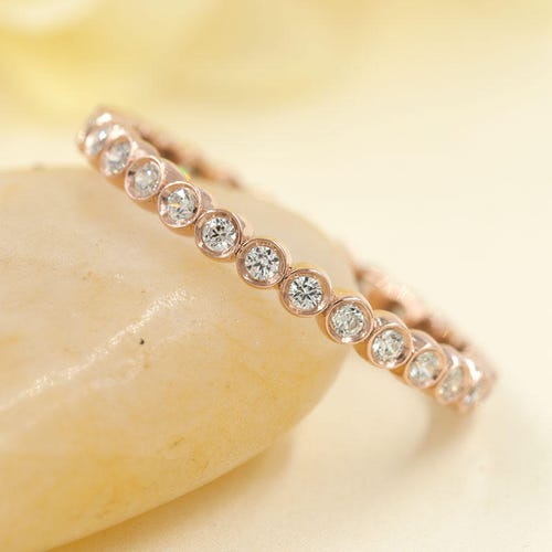 Bezel Set Diamond Eternity Ring 18k 14k . Diamond Wedding Band - Etsy