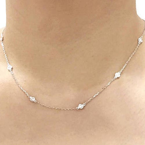 14k 18k Solid Gold Diamond Crescent Moon & Star Necklace 14k | Etsy