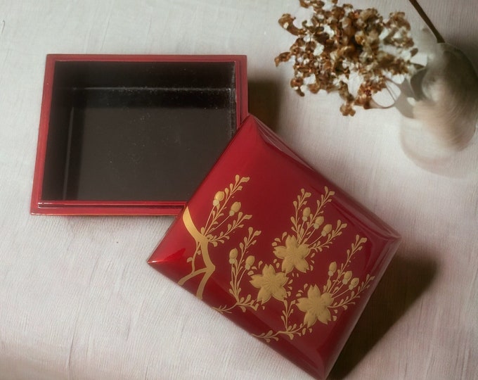 Vintage Small Red Box, Small Trinket Box, Keepsake Box, Small Covered ...