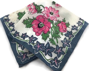 Vintage Handkerchief Zero Waste Reusable Tissue Pink Yellow Blue Floral ...