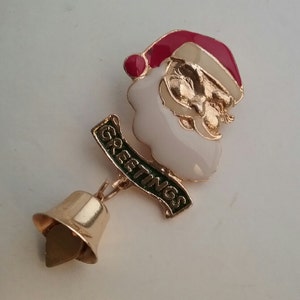 Vintage Santa Pin W Bell, Vintage Christmas, Holiday Pin, Christmas ...
