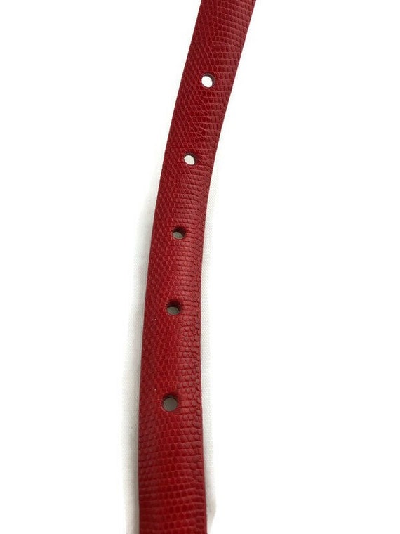 Vintage Red Leather Waist Belt, Skinny Red Belt - Gem