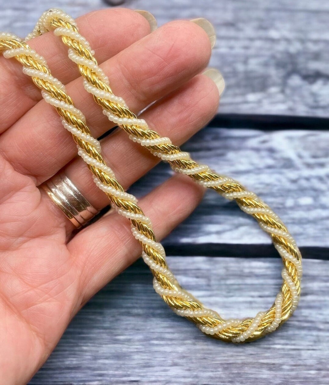 Vintage Trifari Twisted Rope Necklace, Gold Tone Necklace, 24 Inch ...