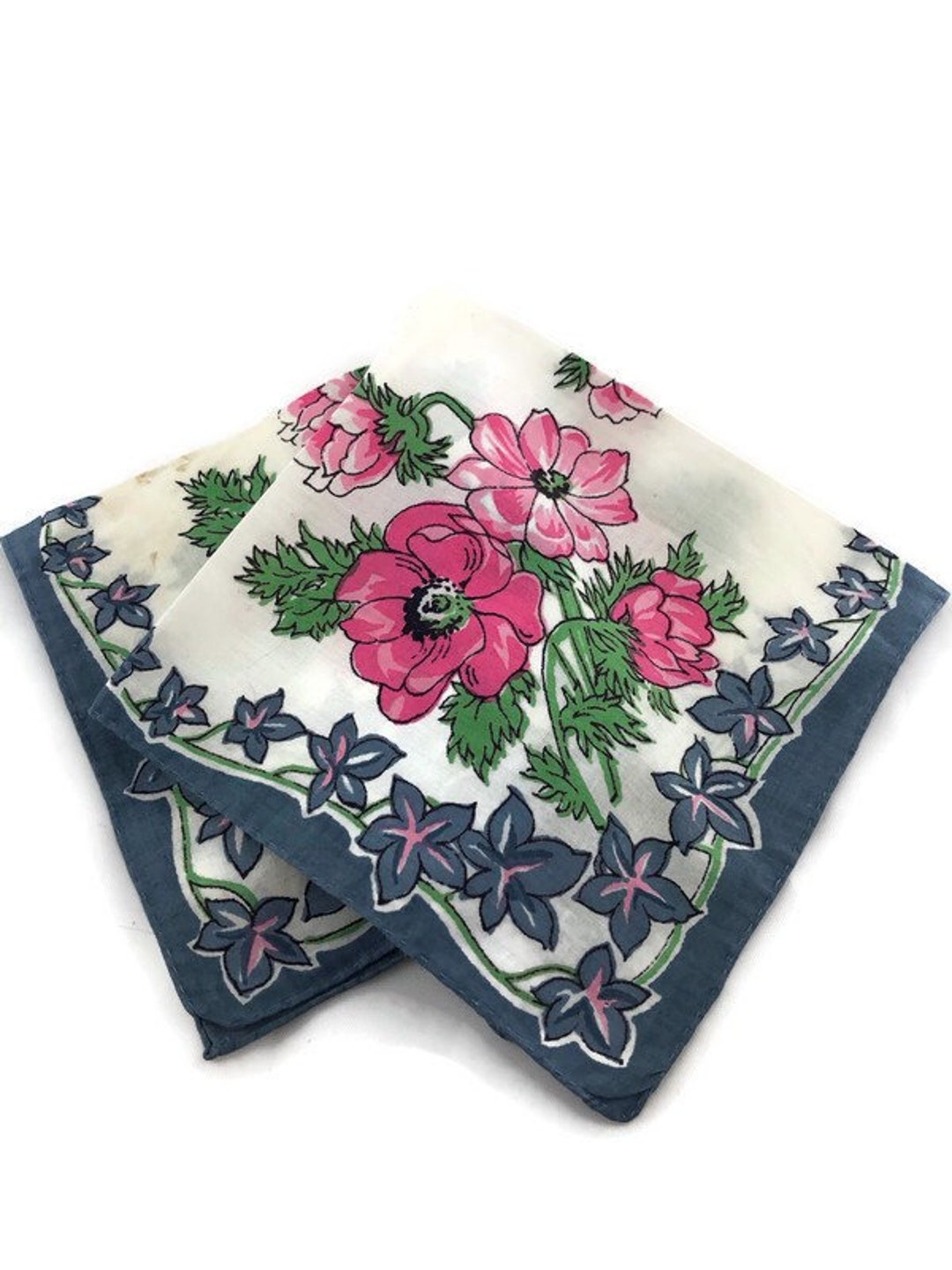 Vintage Pink Floral Handkerchief, Cotton Hankie - Etsy