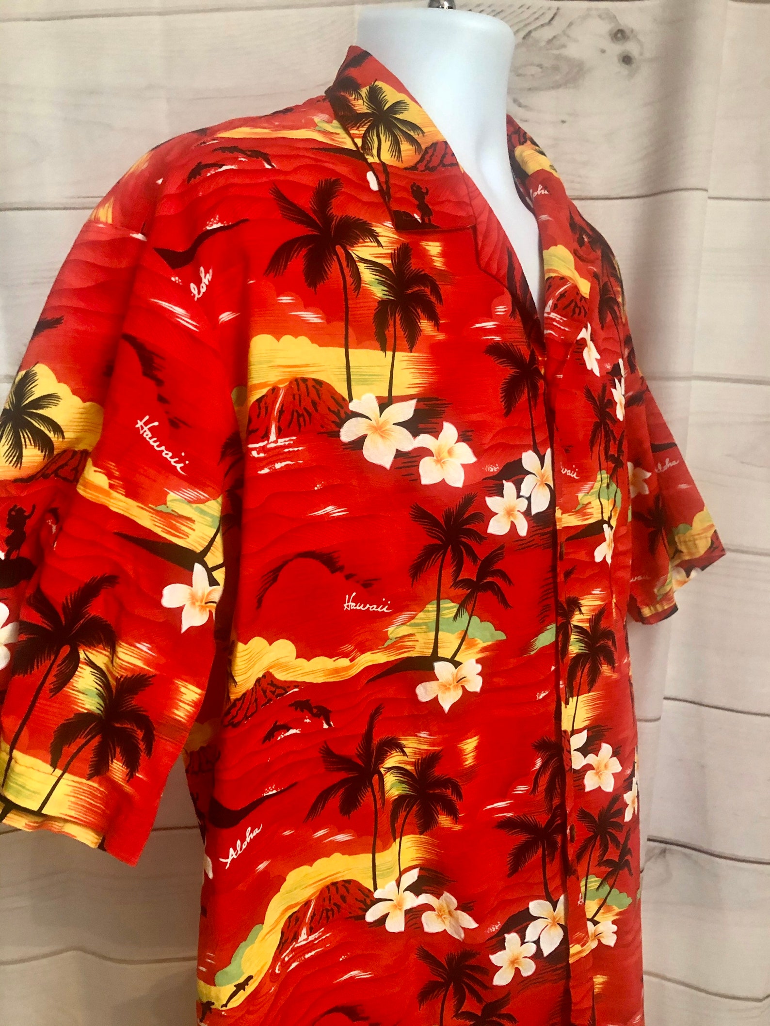 Vintage Red Hawaiian Shirt Mens Red Floral Tropical Shirt - Etsy