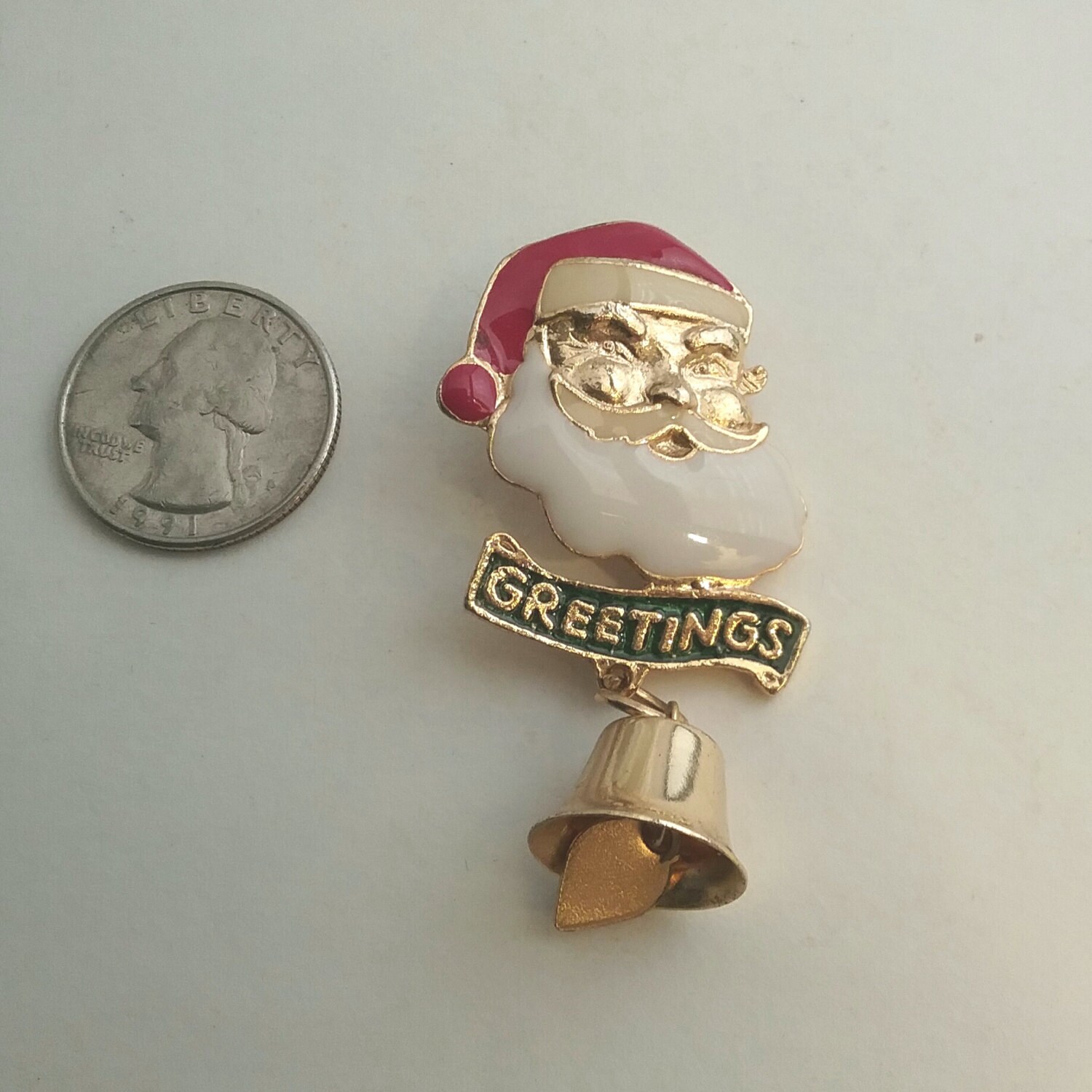 Vintage Santa Pin W Bell, Vintage Christmas, Holiday Pin, Christmas ...