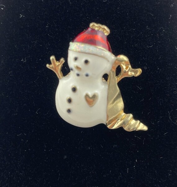Vintage Small Snowman Pin, Holiday Lapel Pin, Christm… - Gem