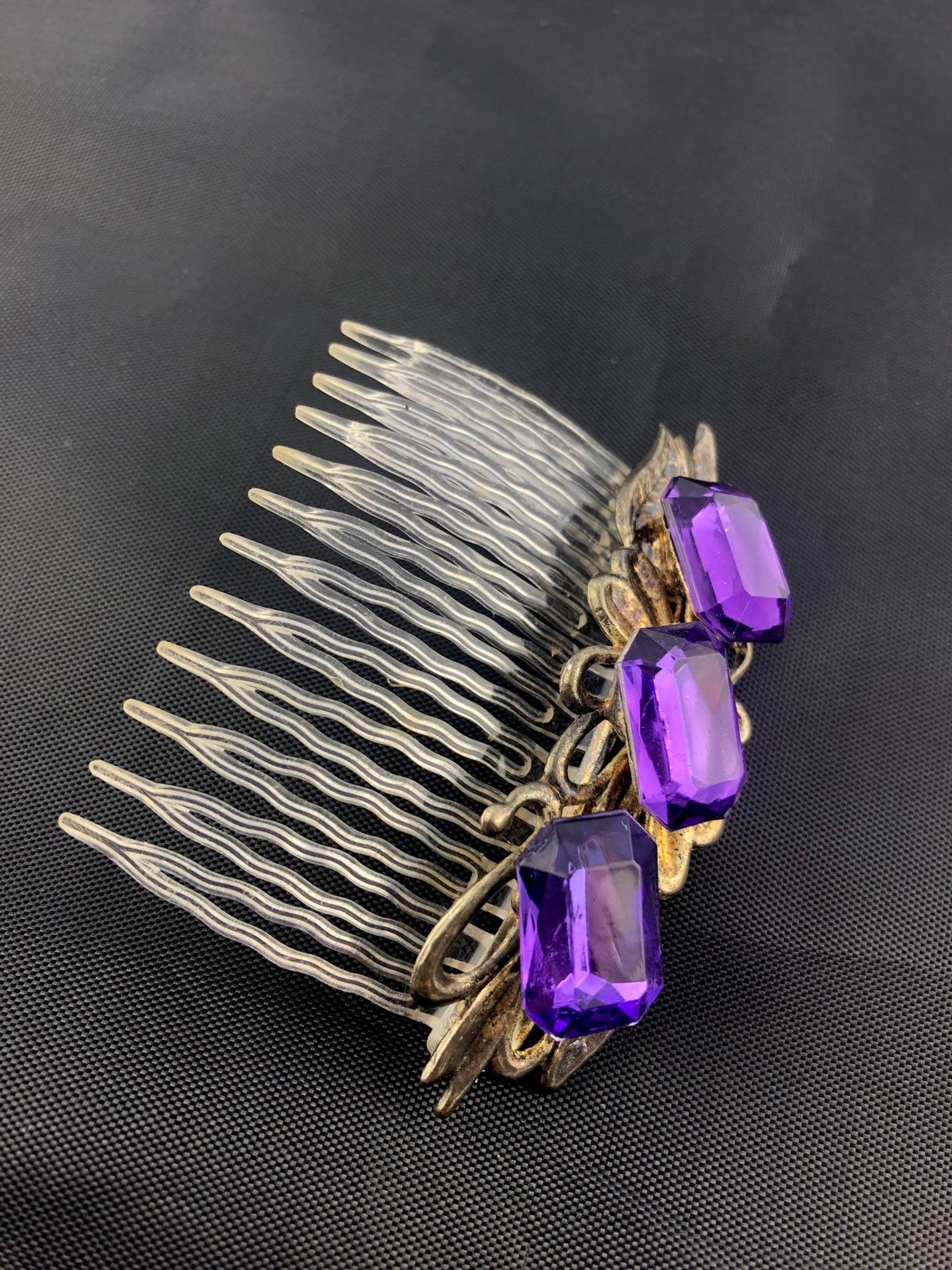 Vintage Decorative Hair Comb With Purple Stones - Etsy