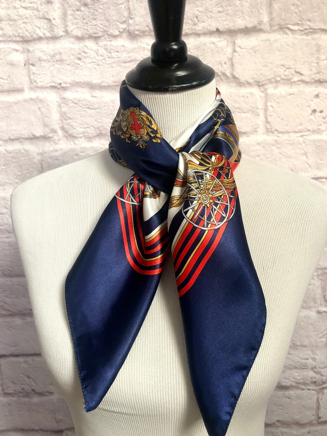 Vintage Blue Square Scarf, Large Square Scarf, Head Scarf Hair Wrap - Etsy