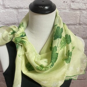 Vintage Green Botanical Silk Scarf, Large Square Scarf, Spring Summer ...