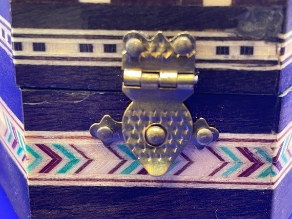 Vintage Inlaid Wooden Box, Hexagon Hinged Box, Small … - Gem