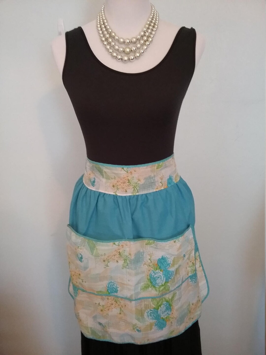 Vintage Blue Half Apron - Etsy