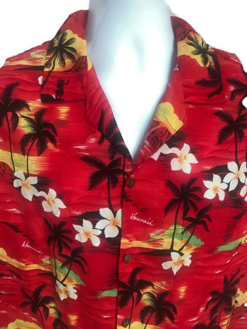 Vintage Red Hawaiian Shirt Mens Red Floral Tropical Shirt - Etsy