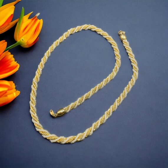 Vintage Trifari Twisted Rope Necklace, Gold Tone Neck… - Gem