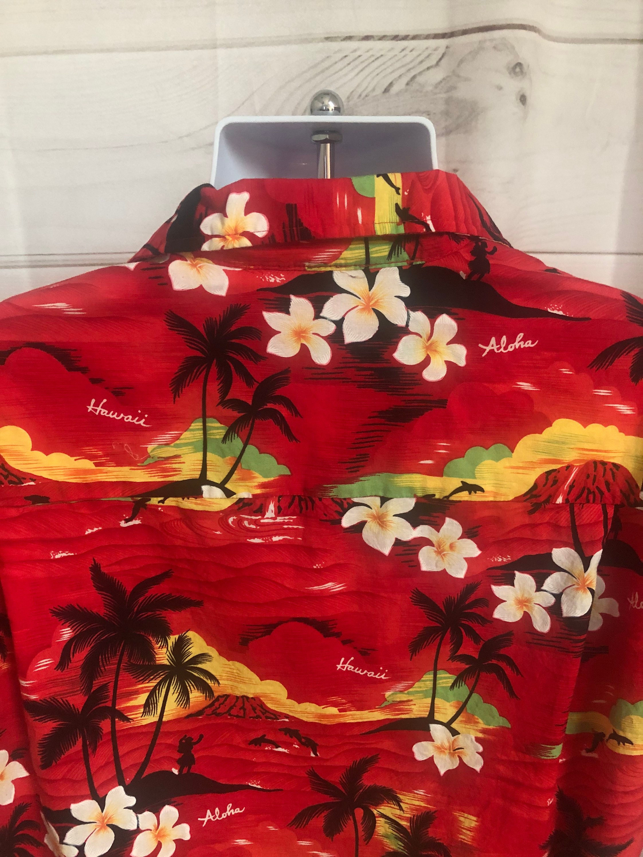 Vintage Red Hawaiian Shirt Mens Red Floral Tropical Shirt - Etsy
