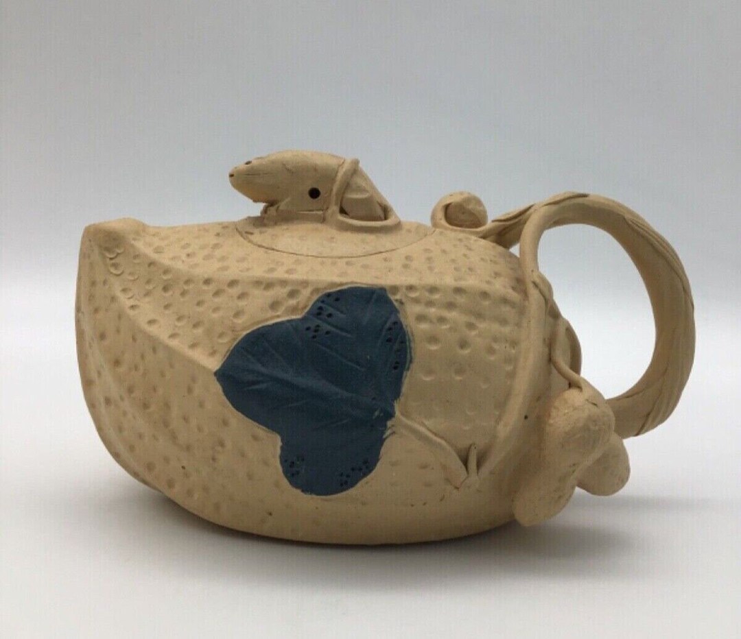 Chinese Peanut Teapot Yixing Clay Rat Character on Lid Marked/stamped ...