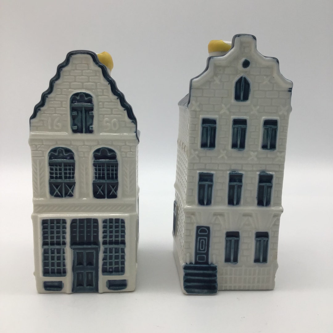 Blue Delft KLM Houses Holland Set of 2 Empty no Liquid 15 - Etsy