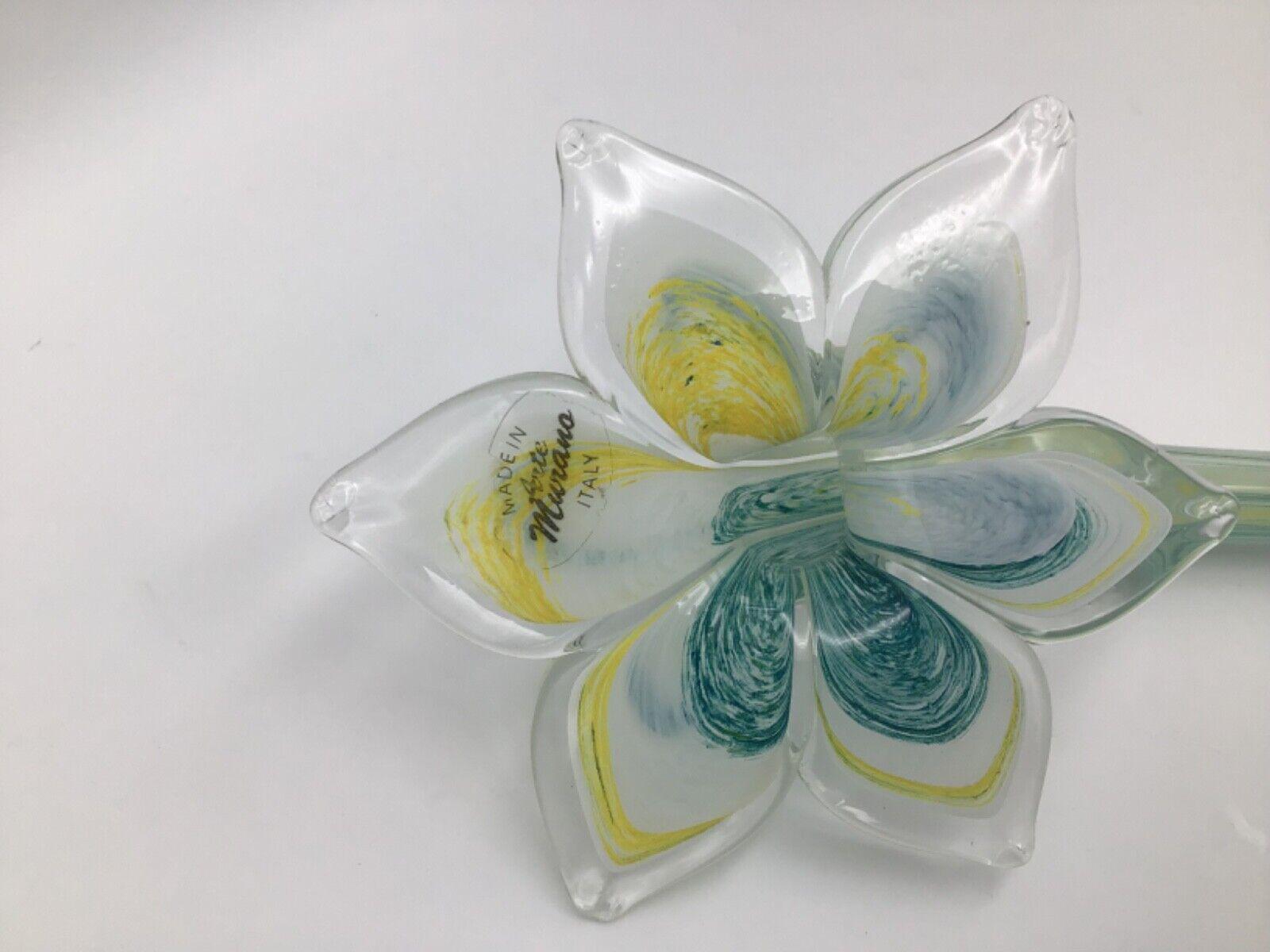 Murano Glass Long Stem Swirled Glass Flower 18 Inches Original Sticker ...