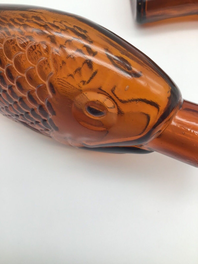 Fairmont Glass Set of 1920's Cod Liver Oil Amber Fish Shaped Bottles 6 ...