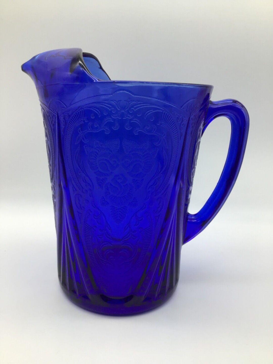 Hazel Atlas Pitcher Ritz/cobalt Blue Royal Lace 7 3/4 Inches - Etsy