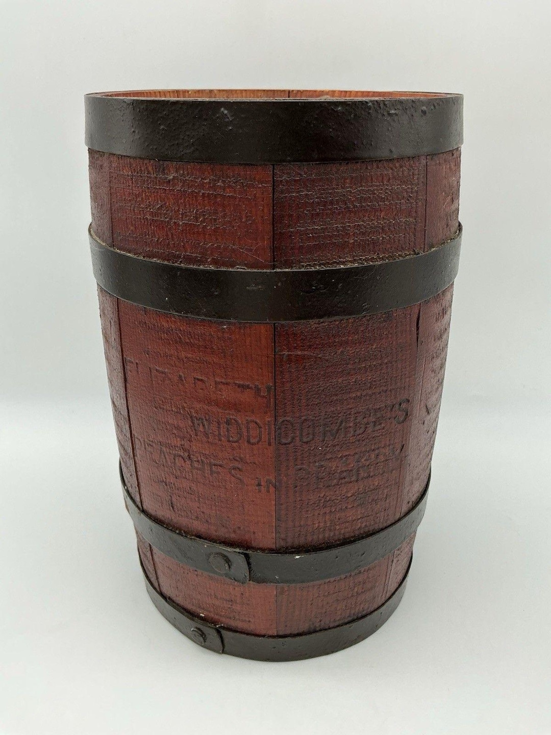 Elizabeth Widdicombers Peaches in Brandy Wood Barrel Metal Straps 8.50 ...