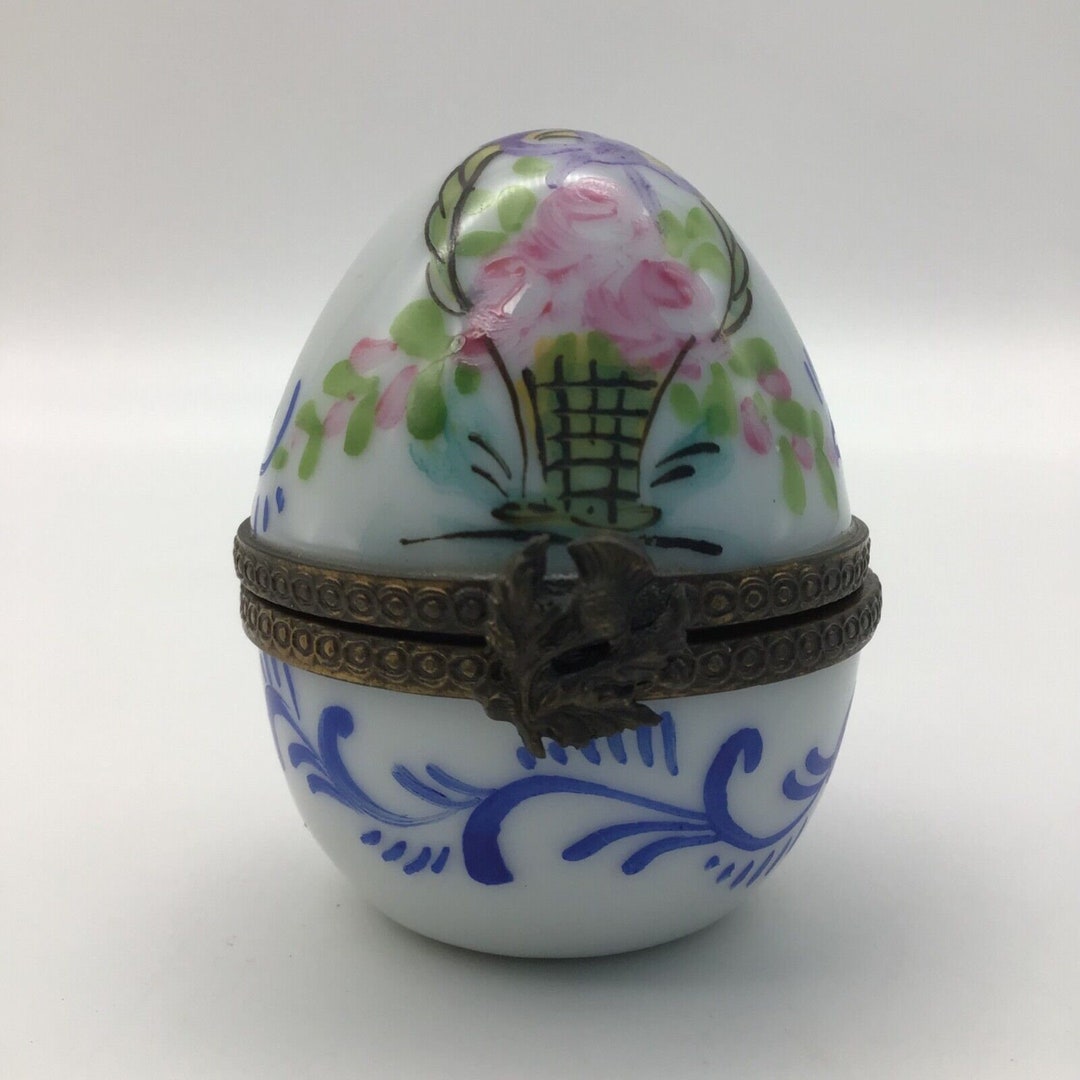 Limoges Peint Main Egg Shape Trinket Box W/perfume Bottle Inside Unused ...