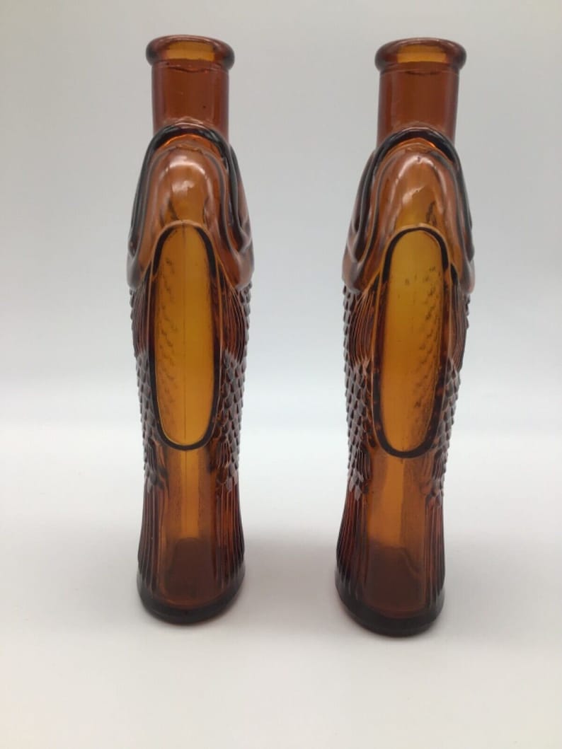 Fairmont Glass Set of 1920's Cod Liver Oil Amber Fish Shaped Bottles 6 ...
