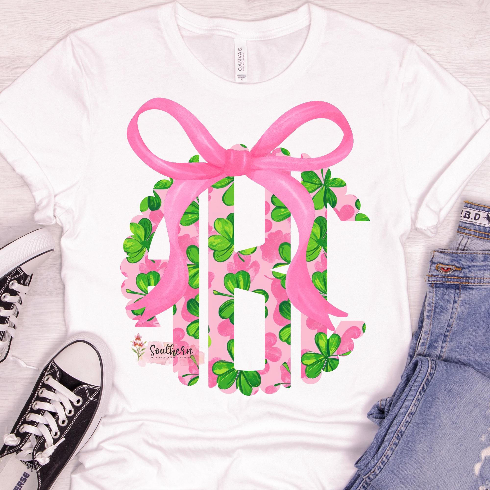 Shamrock/pink Monogram, Digital Download, Sublimation, Shamrock, St ...