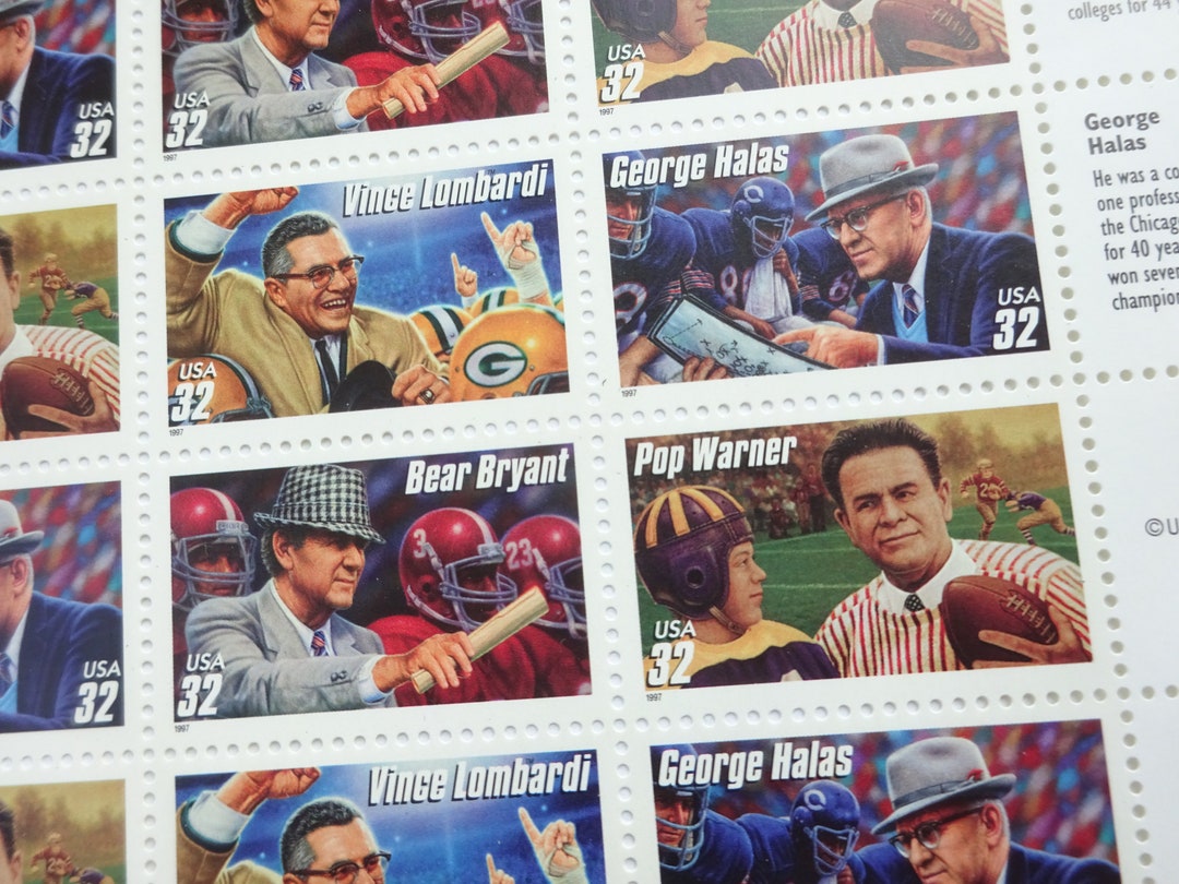One Full Unhinged Sheet .32 Cent Unused Stamps Nfl/college Football ...