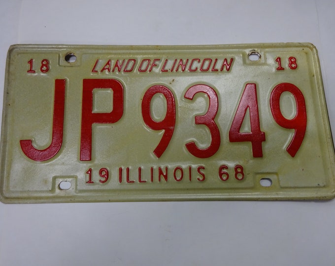 Vintage 1968 Illinois Automotive Car License Plate Original - Etsy