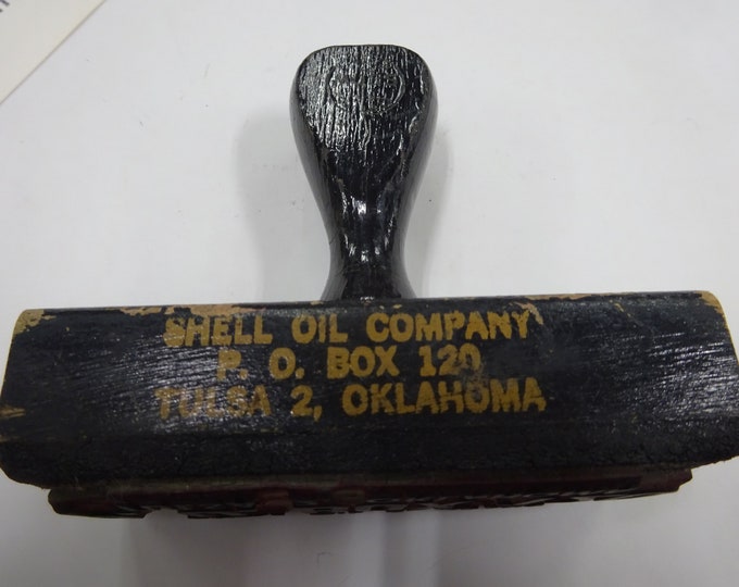 Antique Vintage Large Shell Oil Company Hand Stamp Tulsa Oklahoma SALE ...