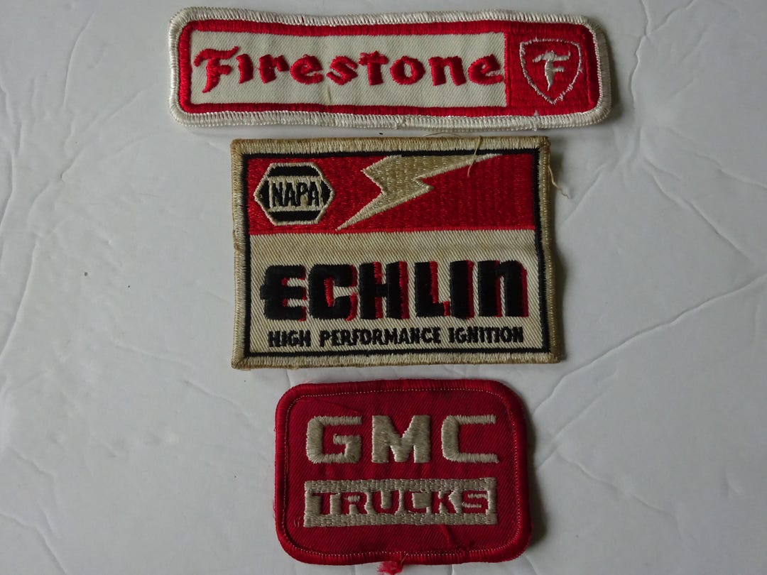 Three Vintage Automotive Truck Patches Firestone Tires, Napa, GMC Lot ...