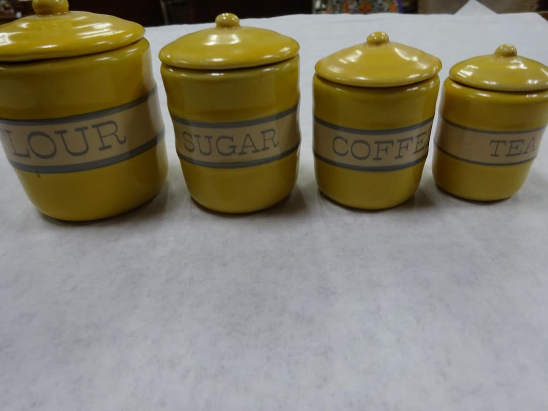 Vintage Set of 4 Tender Heart Treasures Yellow Ware Miniature ...