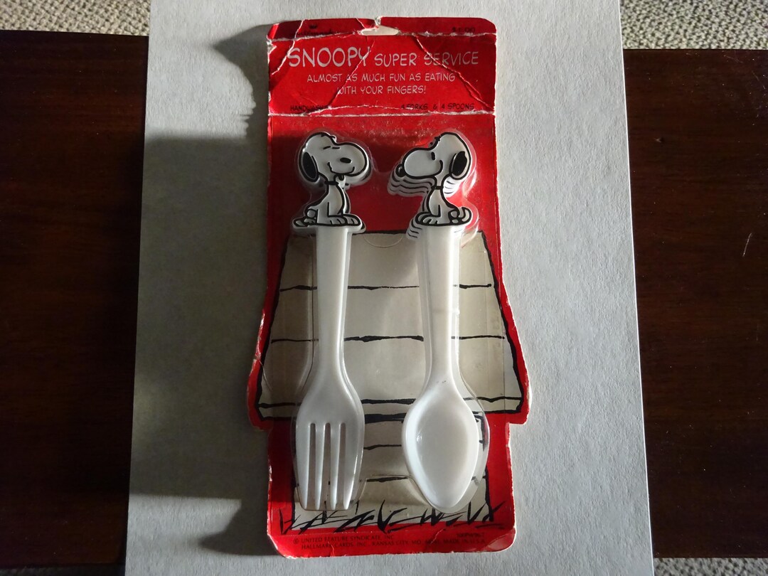 Vintage Hallmark Snoopy 4 Fork 4 Spoon Set Sealed Made USA - Etsy