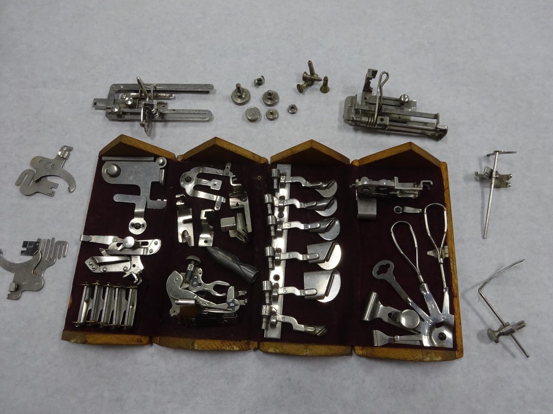 Antique Singer Treadle Sewing Machine Puzzle Box Attachments PLUS ...