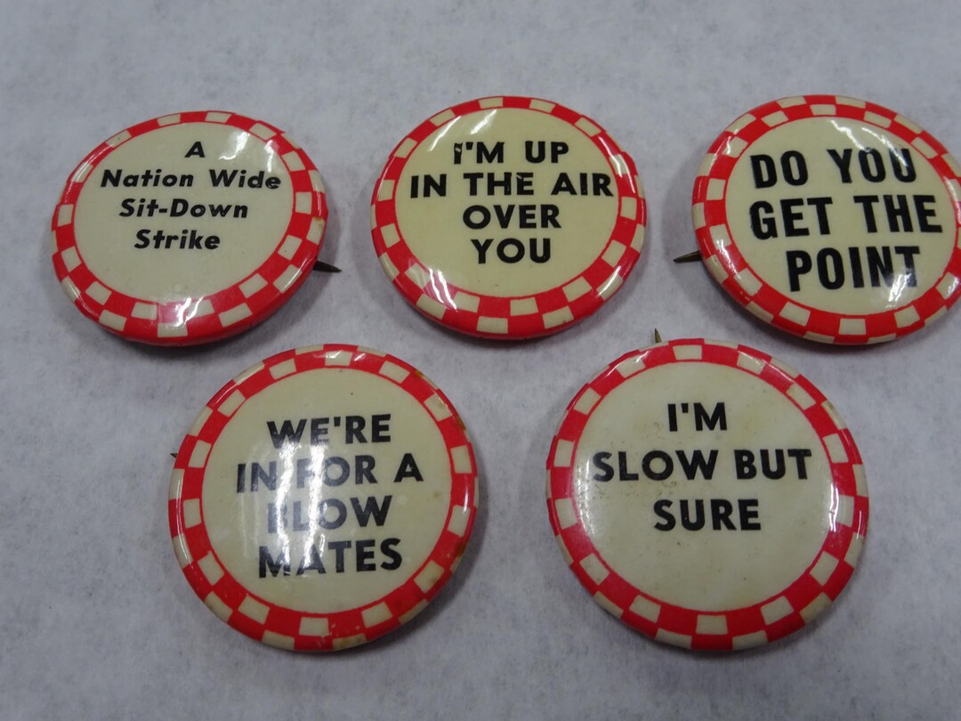 Five Vintage 1950's Era Comic Cartoon Humor Pinback Buttons Risqué ...