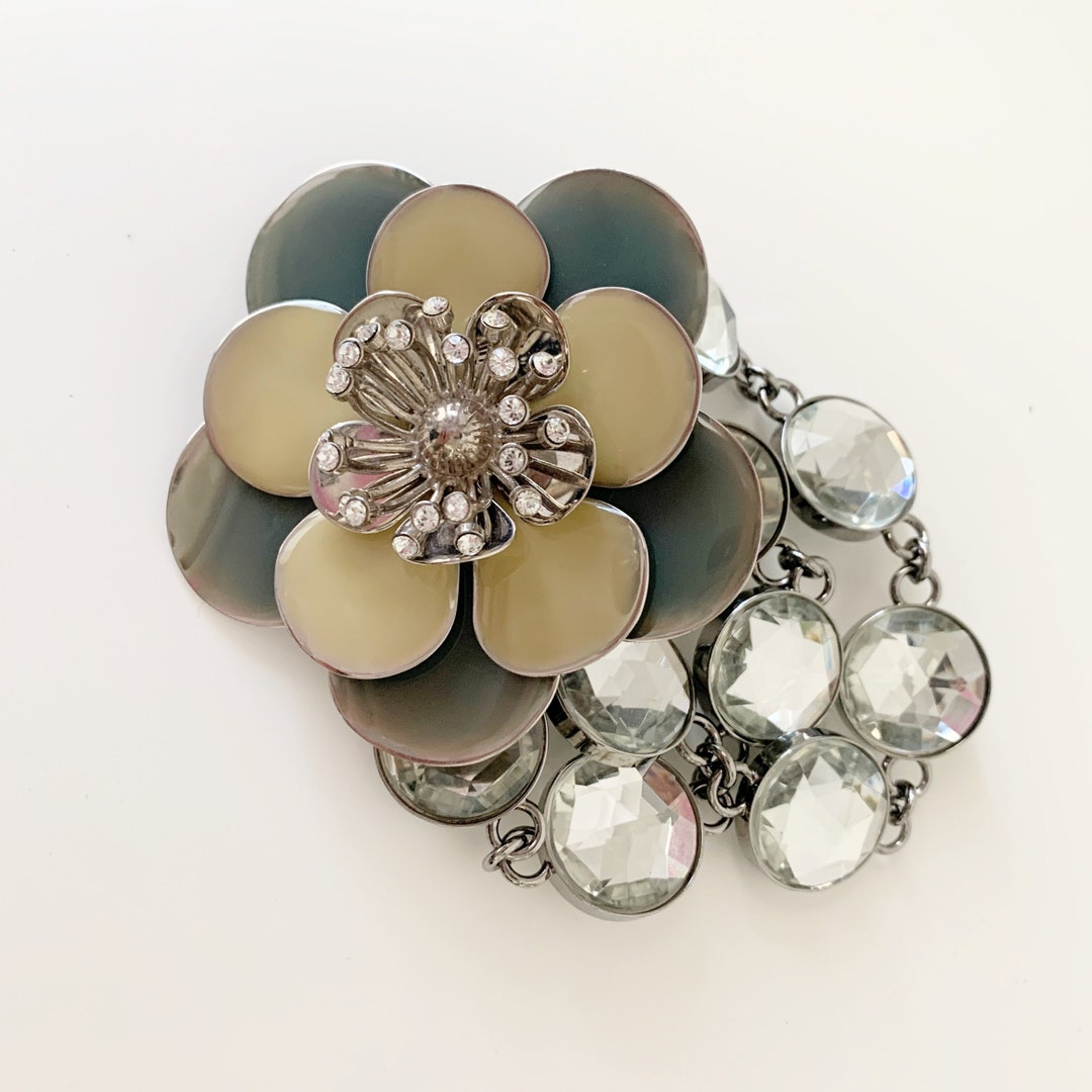 Miu Miu Rhinestone Decoration Flower Design Bracelet - Etsy