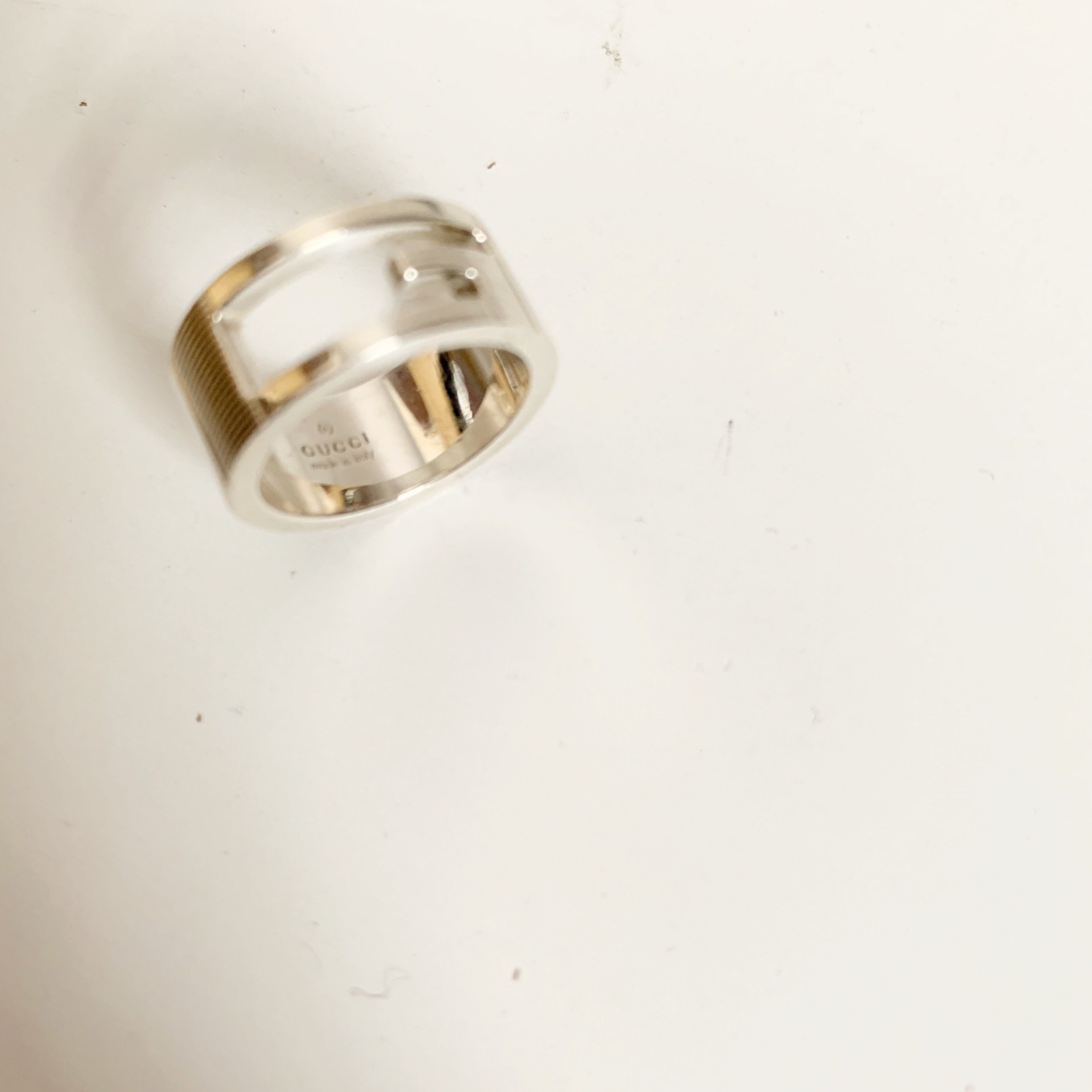 Gucci G Logo Design Silver Ring - Etsy