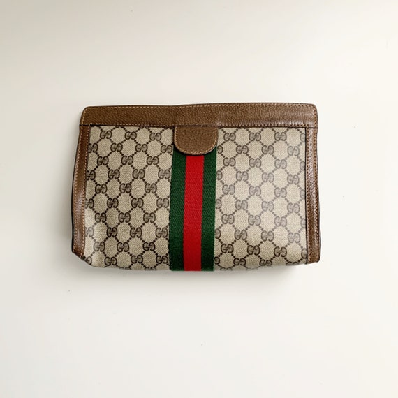 Gucci Vintage GG Logo Sherry Line Clutch Bag - Etsy Gucci Vintage GG Logo Sherry Line Clutch Bag - Etsy