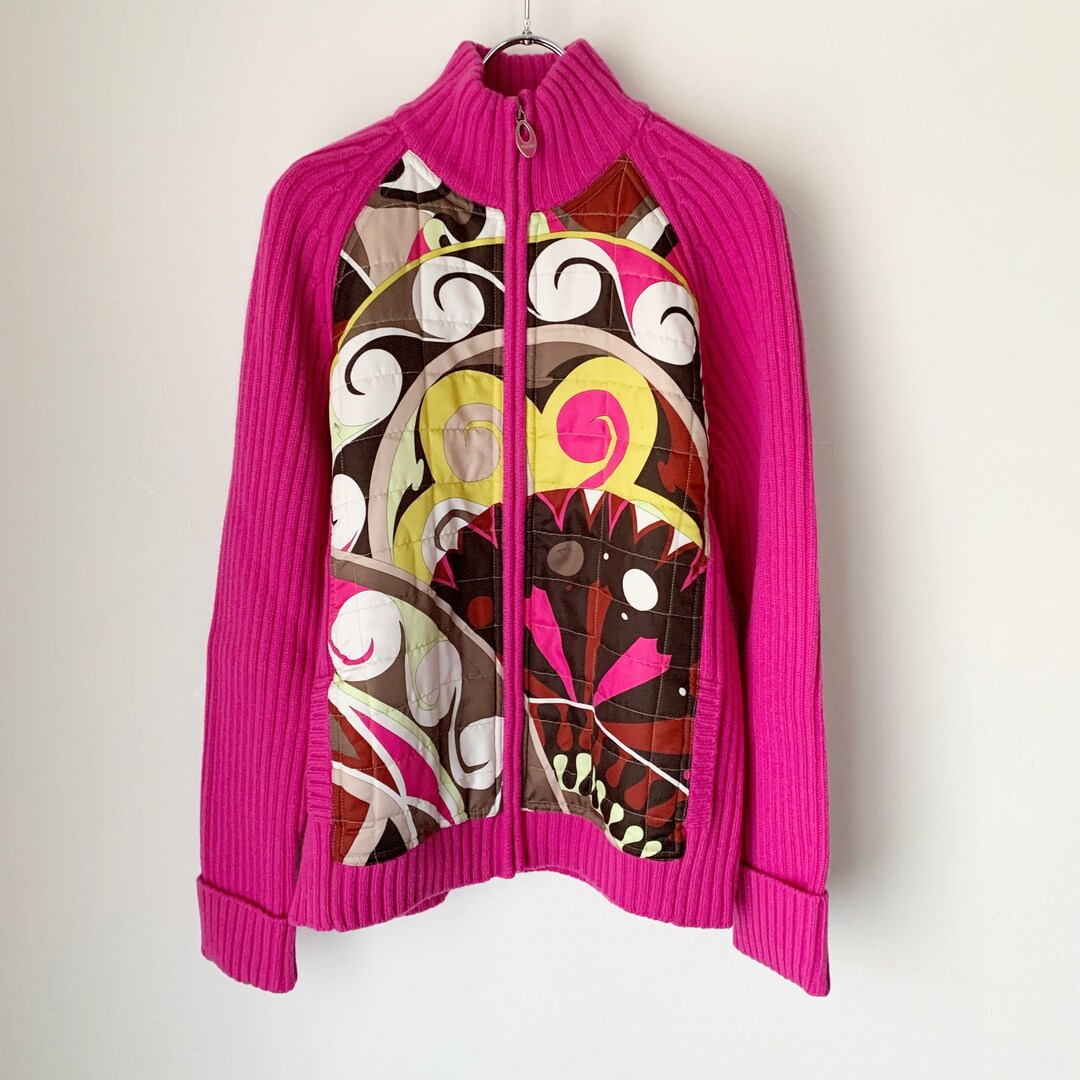 EMILIO PUCCI Pucci Pattern Quilting Fabric × Knit Docking Zip Jacket ...